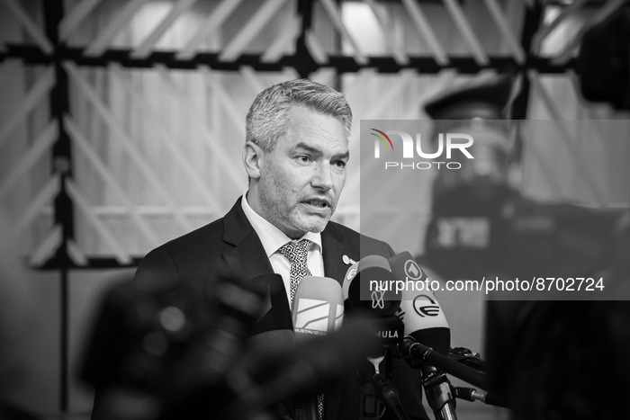 Karl Nehammer Chancellor of Austria arrives at the EU summit ...