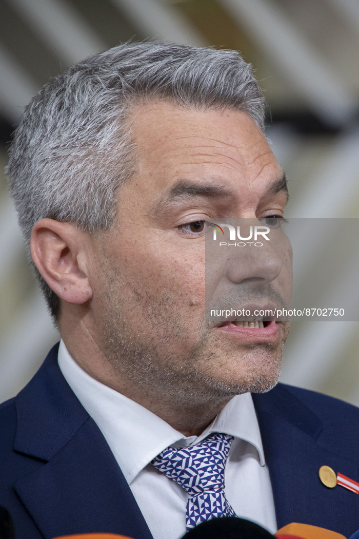 Karl Nehammer Chancellor of Austria arrives at the EU summit ...